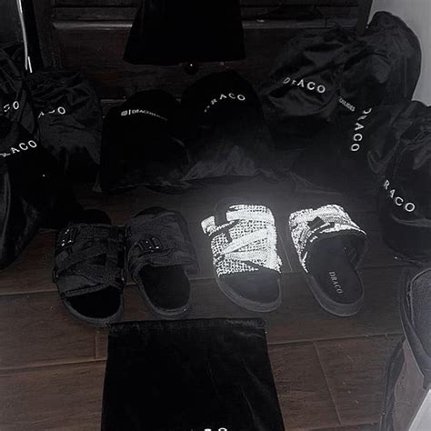 Draco Slides For The Low All Black Draco Slides Depop
