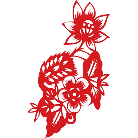 红色的花剪纸