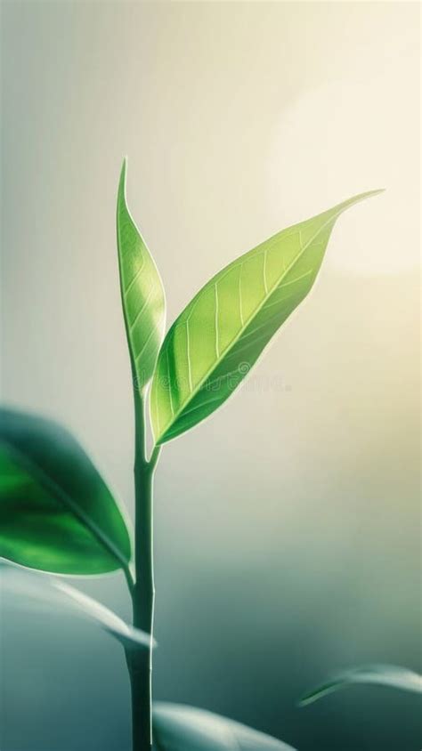 A Close Up Of A Green Leaf On The Stem Ai Stock Illustration