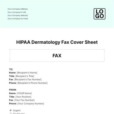 Printable Hipaa Compliant Fax Cover Sheet