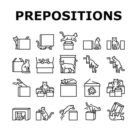 Premium Vector Preposition English Language Icons Set Vector