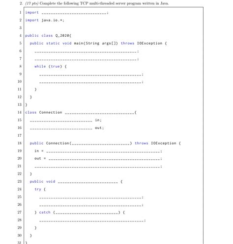 solved 2 17 pts complete the following tcp multi threaded