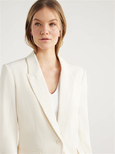 Scoop Womens And Womens Plus Crepe One Button Suit Blazer Sizes Xs 4x