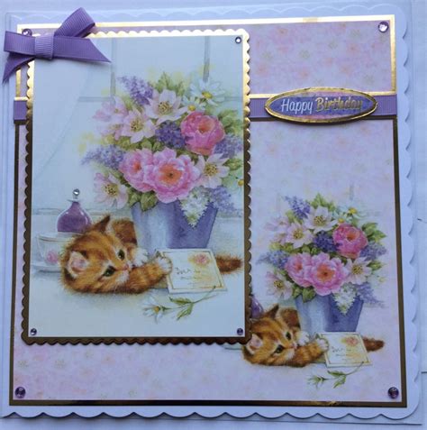 Birthday Card Happy Birthday Cute Cat Kitten Fl Folksy