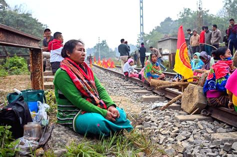 Members Of Tipra Motha Organizations Stage A Protest Demanding To