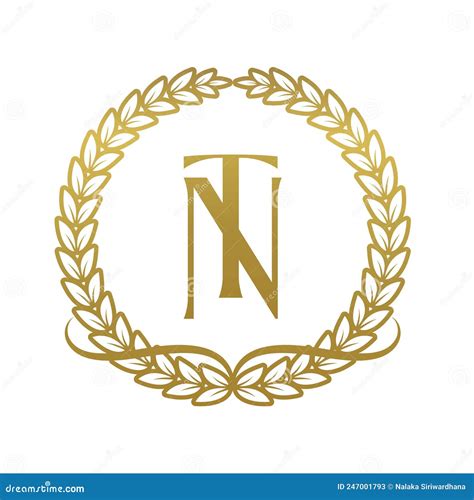 Logotipo De Letra Tn Con Corona De Laurel De Oro Ilustración del Vector Ilustración de