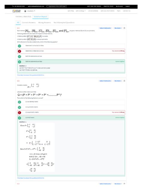 Practice Test 1 Introduction To Matrices Types Of Matrices Determinants Pdf