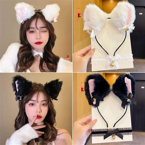 Cute Cat Ear Plush Headband Colorful Cartoon Furry Fluffy Halloween