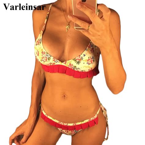 Buy 2018 Sexy Ruffled Bikini Women Swimwear Female
