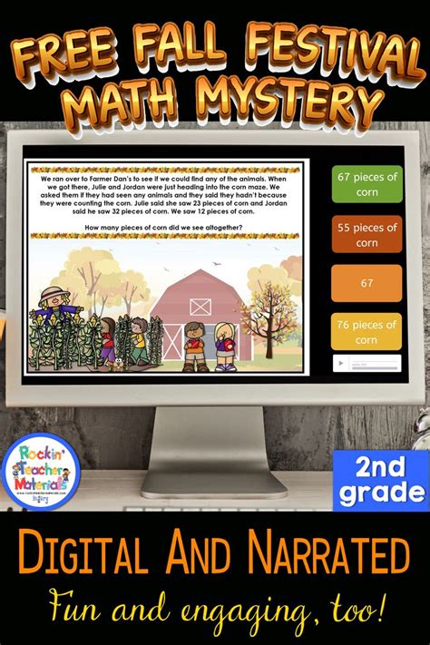 2nd Grade Narrated Digital Math Mystery Fall Fun Math Mystery Math