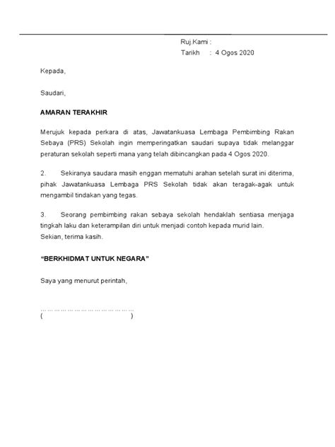 Memo Amaran Untuk Prs Pdf