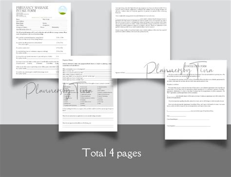 Editable And Printable Pregnancy Massage Client Intake Forms Editable
