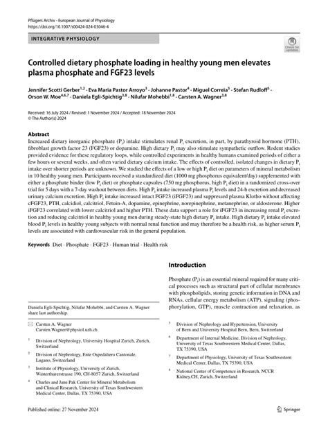 Pdf Controlled Dietary Phosphate Loading In Healthy Young Men