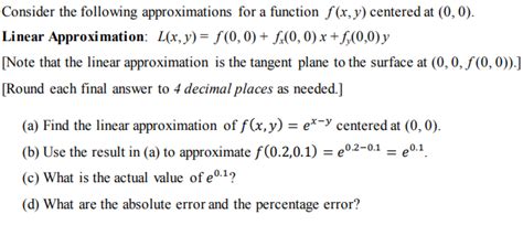 Solved Consider The Following Approximations For A Function Chegg