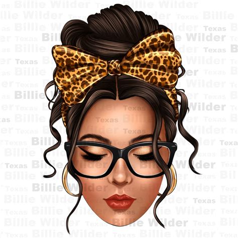 Caucasian Leopard Messy Bun Png Sublimation Design Download Caucasian Png Messy Bun Woman Png