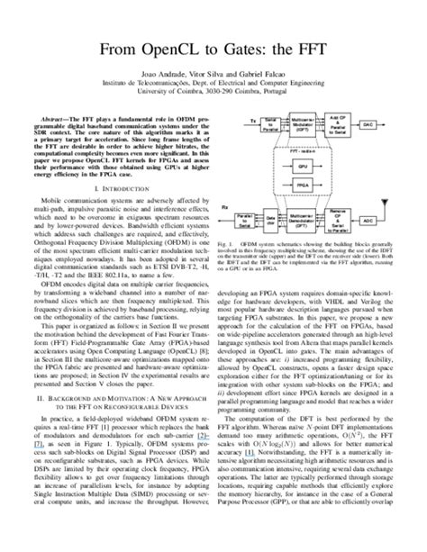 Pdf From Opencl To Gates The Fft Joao Andrade