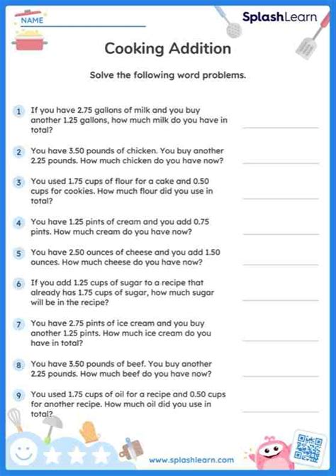 Decimal Addition Word Problems Worksheets Free And Printable Splashlearn