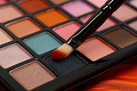 Makeup Palette And Brushes In Sunlit Glow Banner With Ample Space For Text Overlay Stock