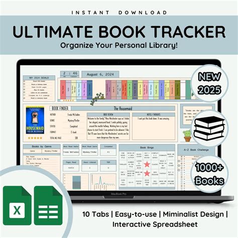 Book Tracker Reading Spreadsheet 2025 Digital Planner Template For Book