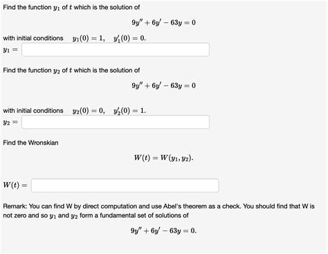 Solved Find The Function Y Of T Which Is The Solution Of Chegg Com