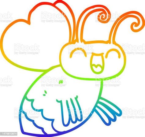Dessin Au Trait Dégradé Arcenciel Dun Bug De Dessin Animé Vecteurs