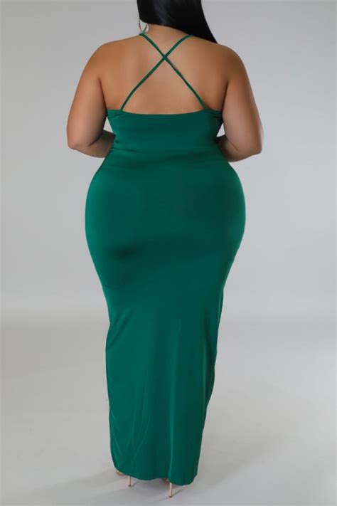 Wholesale White Sexy Solid Patchwork Backless V Neck Sling Dress Plus