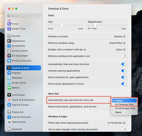 How To Show The Top Menu Bar Even In Full Screen On Mac