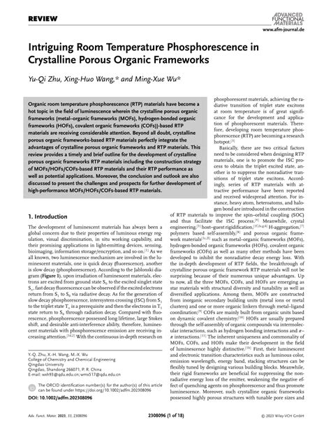 Intriguing Room Temperature Phosphorescence In Crystalline Porous