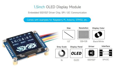raspberry pi 1 5inch oled display module 128x128 spi i2c waveshare display helia beer co
