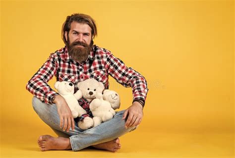 Nice Day For Shopping Copy Space Feel Happiness Man With Beard Hold