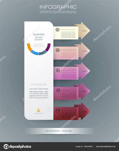 Vector Infographics Timeline Design Template With 3d Paper Label And Graph 5 Steps Options
