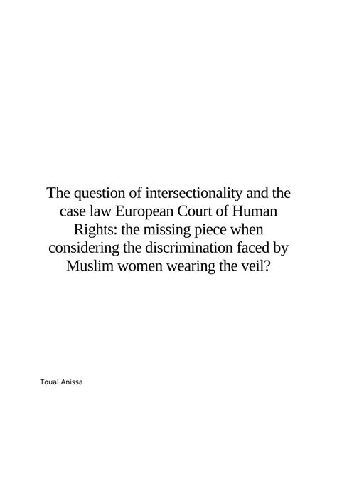 Pdf The Question Of Intersectionality And The Case Law European Court
