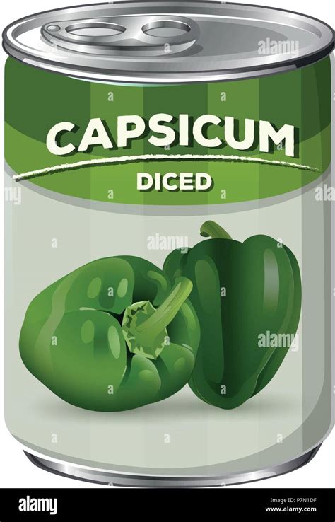 A Can Of Diced Capsicum Illustration Stock Vector Image And Art Alamy