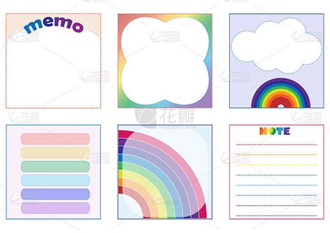 集彩色彩虹记事本，备忘录，纸，笔记，提醒，张贴纸，计划表，要做的清单，清单纸。数字备忘录和打印