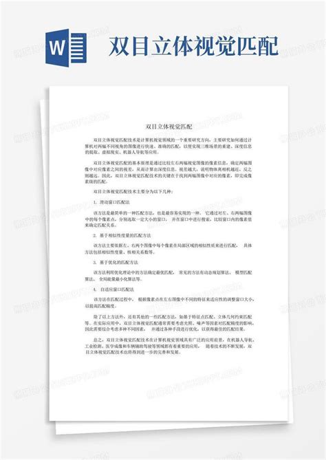 双目立体视觉匹配 Word模板下载编号ldrdzrmp熊猫办公