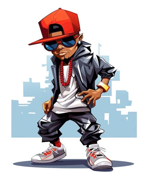 Un Diseño Vectorial De Figuras De Dibujos Animados Hip Hop Foto Premium