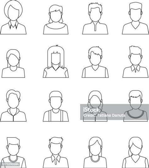 大套手繪阿凡達輪廓圖示 包括男性和女性現代使用者平面頭像圖示 符號 配置檔人符號向量圖形及更多互聯網圖片 互聯網 人 人的臉部