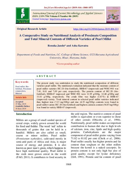Pdf A Comparative Study On Nutritional Analysis Of Proximate