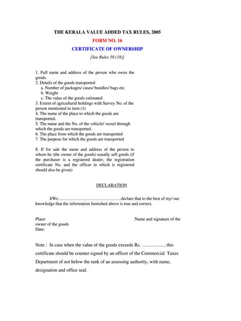 Ownership Certificate Application Form Fill Online Printable