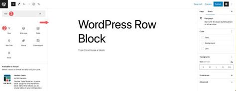 how to use the wordpress row block