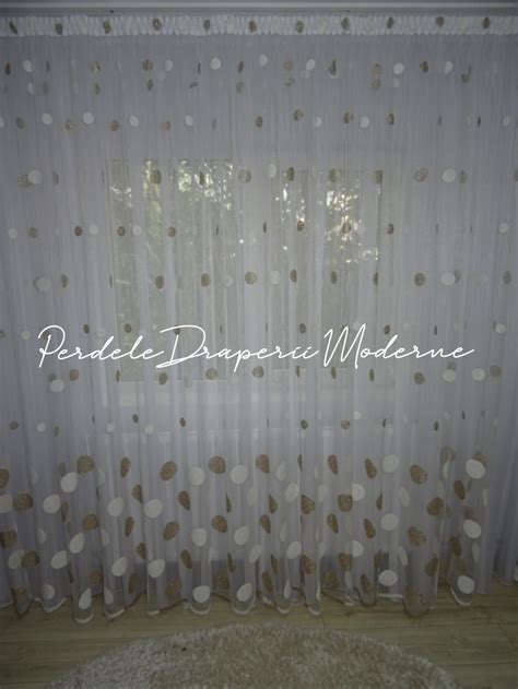 Perdea Tulle Brodat Crem Bej