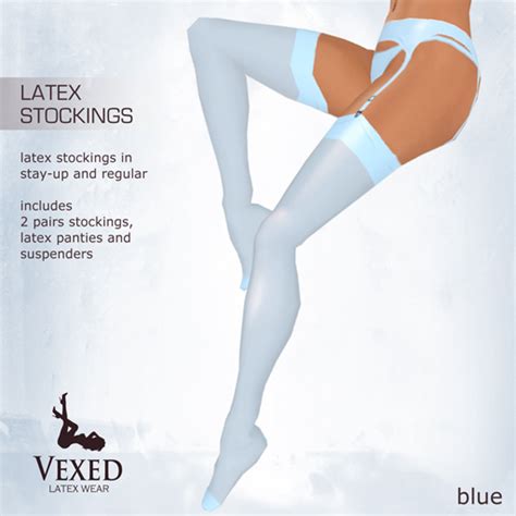 Second Life Marketplace Vexed Latex Latex Stockings And Suspenders Blue
