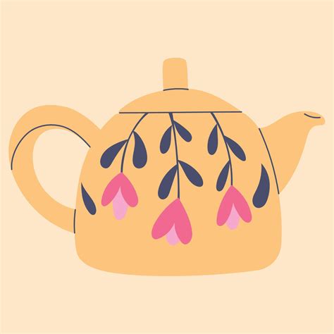 Cute Teapot In Cartoon Doodle Flat Style Element For Design Posters