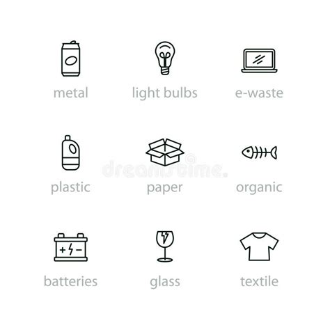 Sorting Garbage Icon Set Stock Vector Illustration Of Care