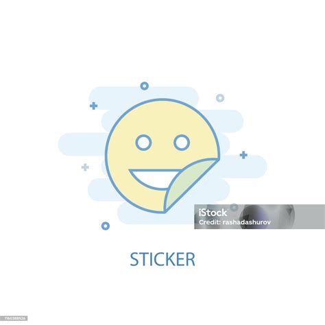 스티커 라인 트렌디 아이콘입니다 간단한 선 컬러 일러스트 메시지 세트에서 스티커 기호 평면 디자인입니다 Ui Ux에 사용할 수 있습니다 날씬한에 대한 스톡 벡터 아트 및