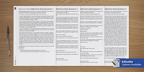 Jekyll And Hyde AQA Style GCSE English Literature Questions