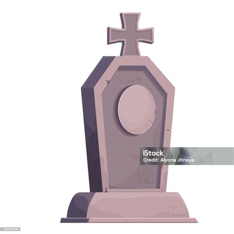 돌 무덤 흰색 배경에 고립 된 만화 스타일의 기념관 장례식 묘지 개체 사후 기념물 벡터 일러스트레이션 고딕 양식에 대한 스톡 벡터 아트 및 기타 이미지 Istock