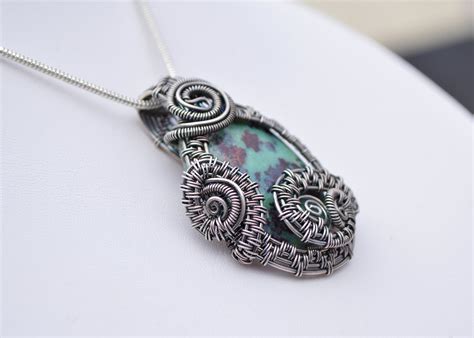 Sterling Silver Wire Wrapped Chrysocolla Necklace Ischas Treasure Chest