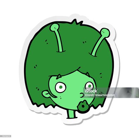 Stiker Gadis Alien Kartun Ilustrasi Stok Unduh Gambar Sekarang