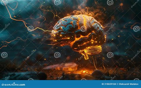Electrifying Neurons Brain Operation Generate Ai Stock Image